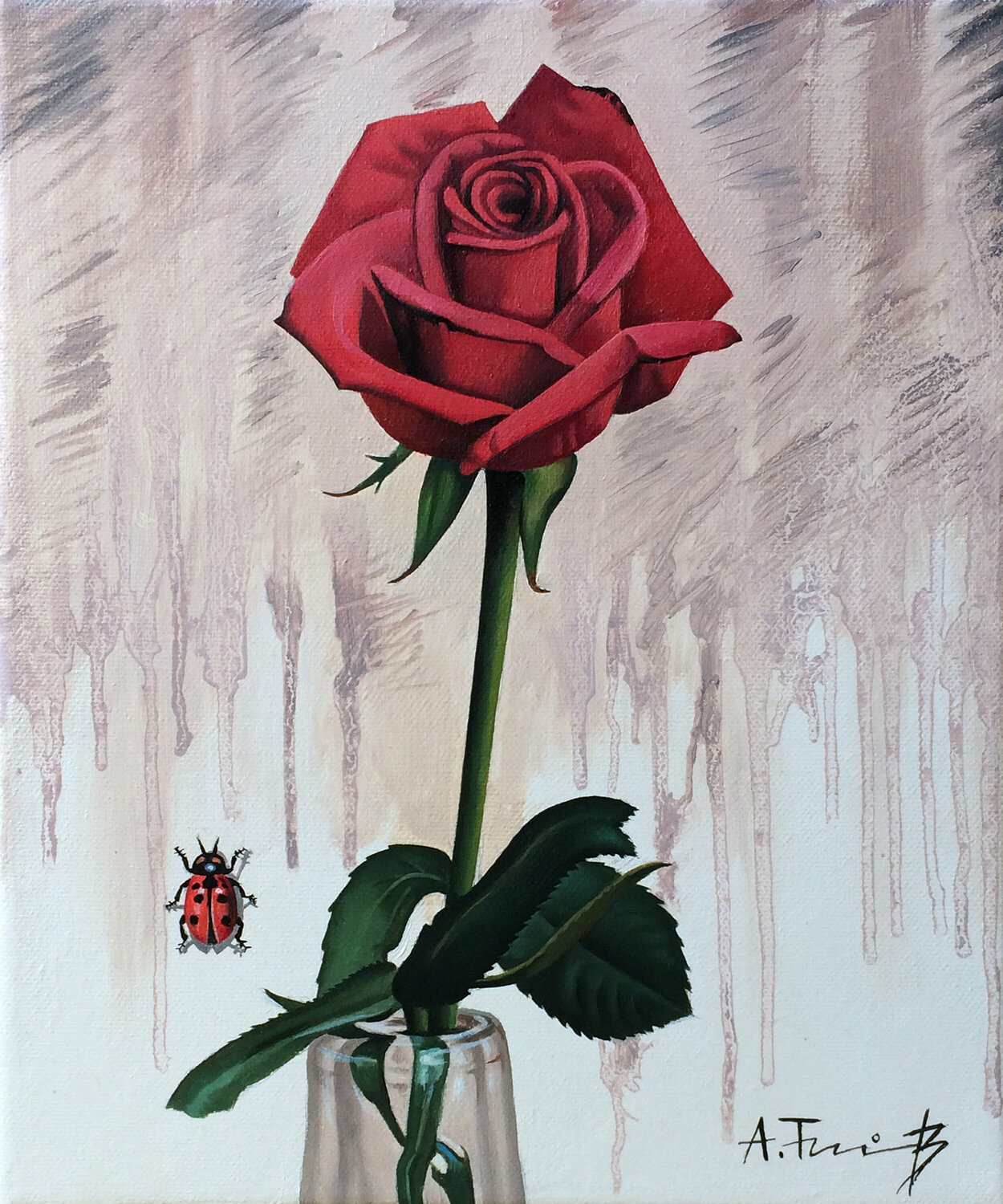 Single Red Rose Painting
