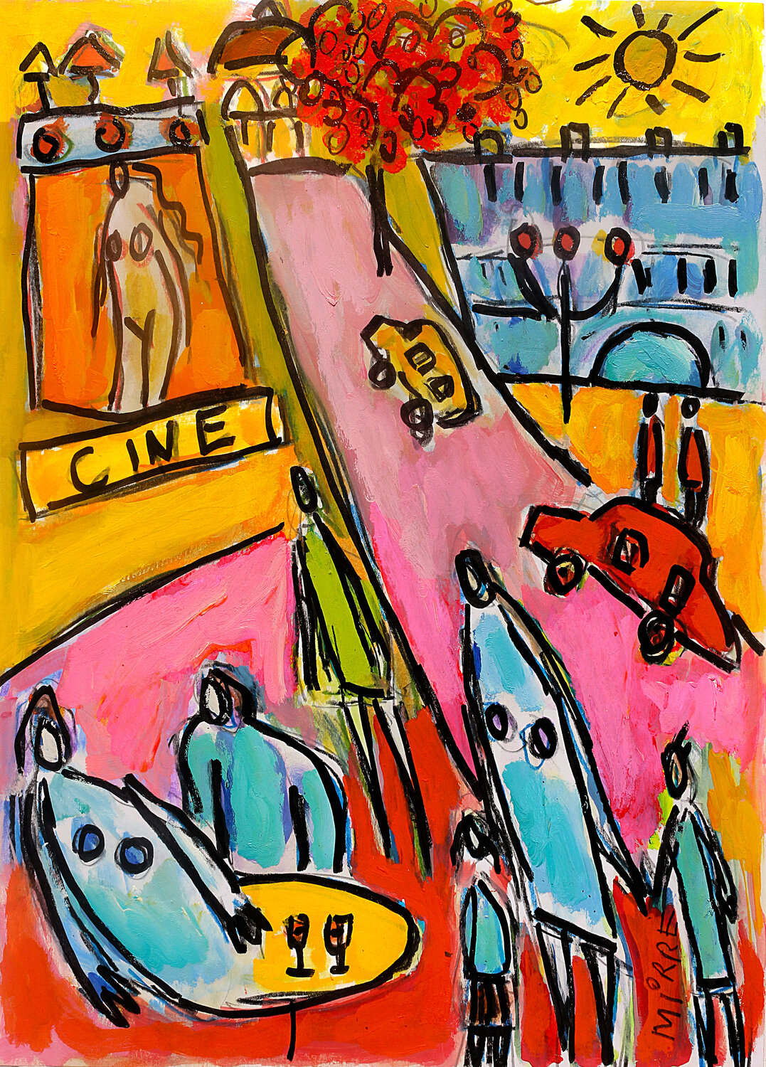 Ciné Paris de Jean Mirre (2025) : Peinture Huile, Encre de Chine sur ...