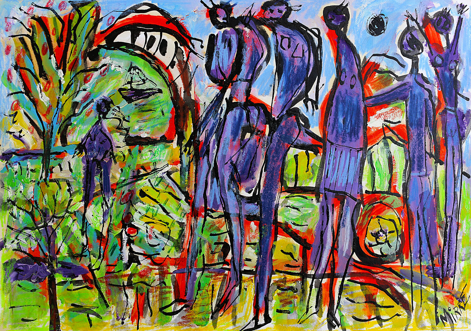 Us and them by Jean Mirre (2026) : Painting Oil, India Ink on Paper ...