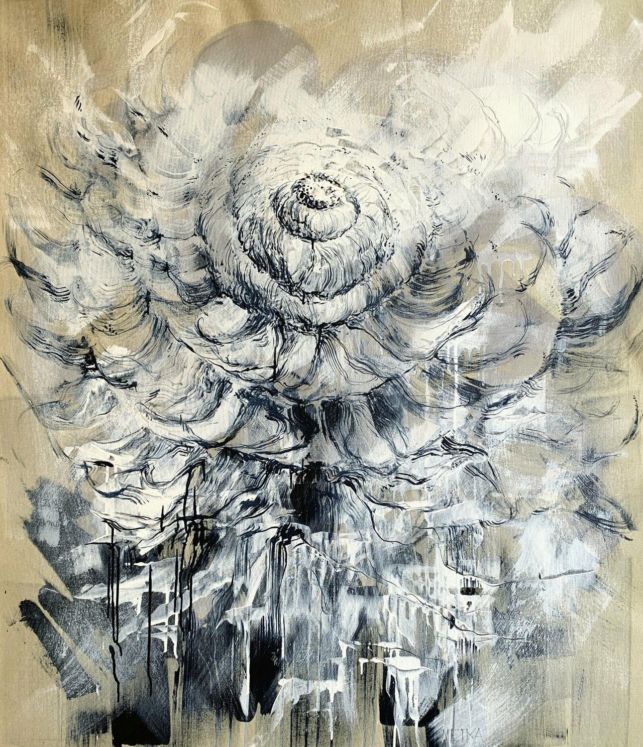 Big Blue Flower von Netka Croonenborghs (2021): Malerei Acryl ...