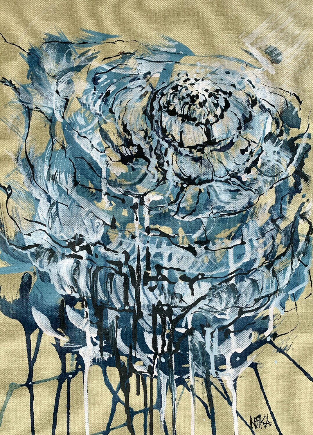 Blue Flower 2 - The raw linen series by Netka Croonenborghs (2021 ...