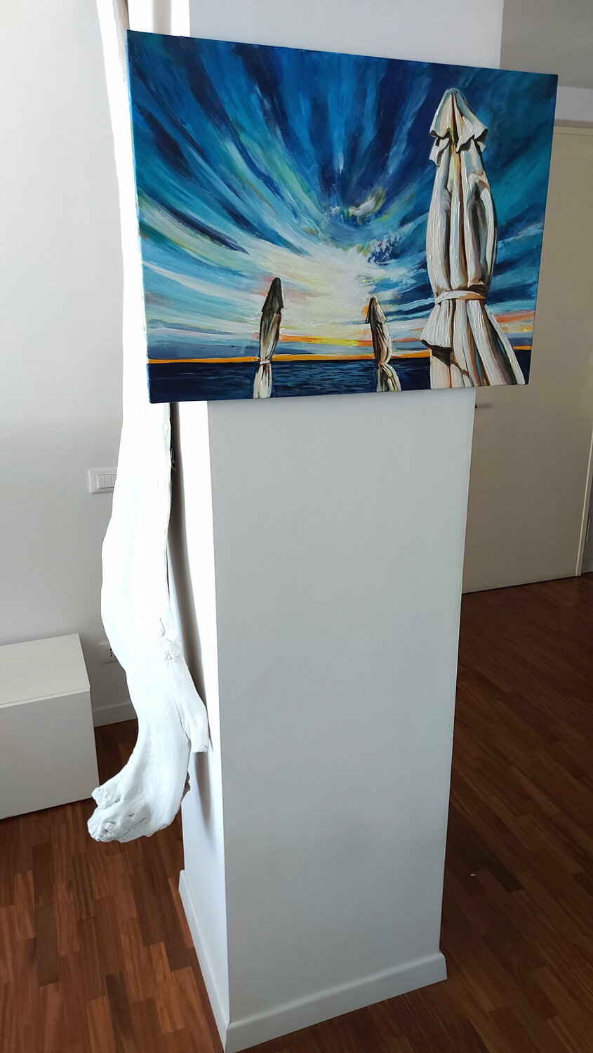 Ombrelloni in riva al mare by Marco Ronga (2021) : Painting Acrylic on ...