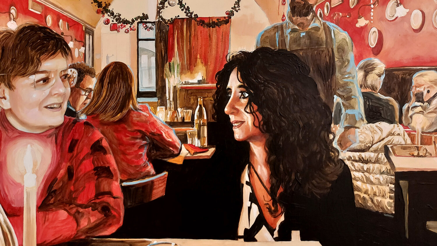 All'osteria von Marco Ronga (2024): Malerei Acryl auf Leinwand - Singulart