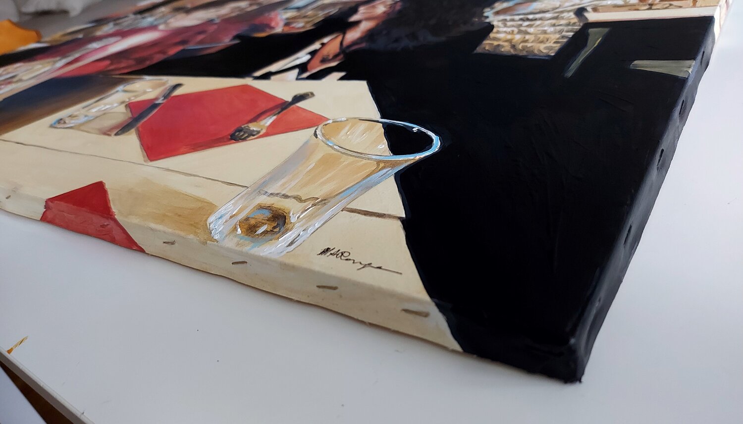 All'osteria von Marco Ronga (2024): Malerei Acryl auf Leinwand - Singulart