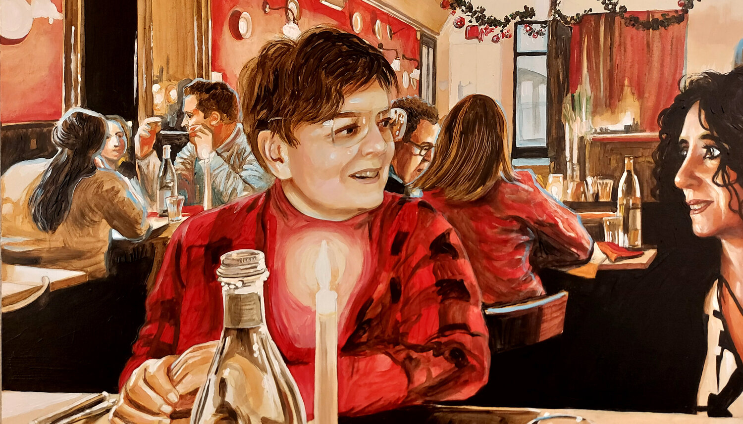 All'osteria von Marco Ronga (2024): Malerei Acryl auf Leinwand - Singulart