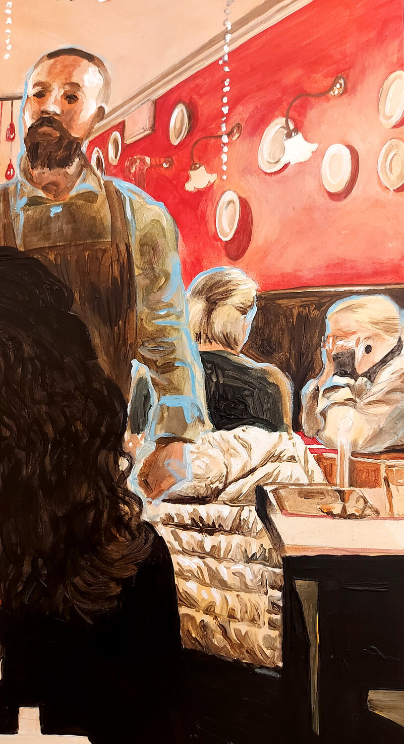 All'osteria von Marco Ronga (2024): Malerei Acryl auf Leinwand - Singulart