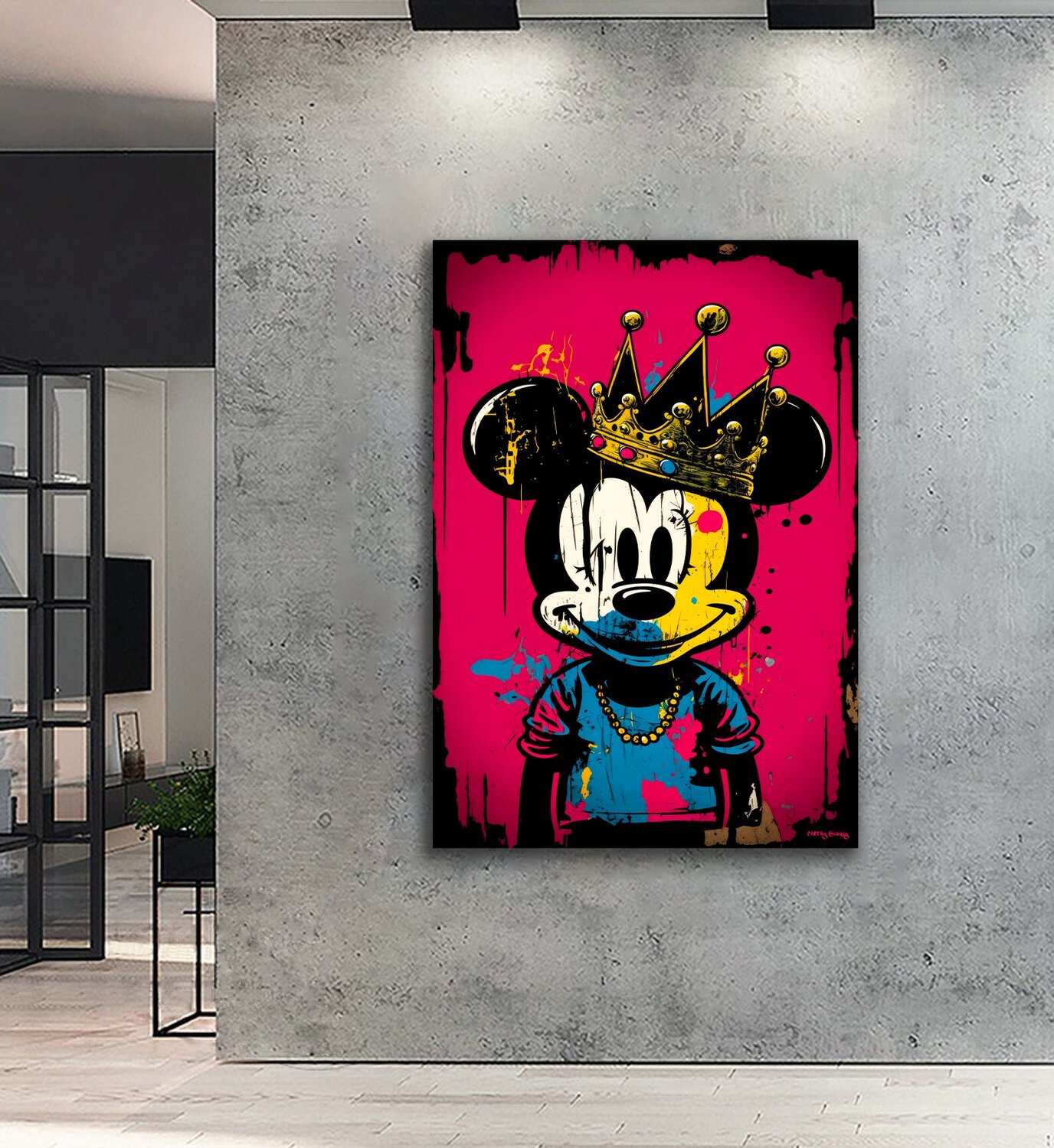 Mickey Mouse Basquiat Pink by Cheeky Bunny (2023) : Painting Ink on ...