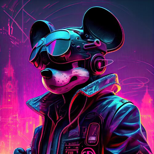 Futuristic robotic Mickey Mouse by Cheeky Bunny (2023) : Painting Ink ...