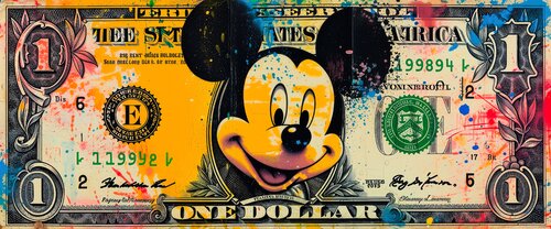 One US dollar bill with Mickey Mouse graffiti de Cheeky Bunny (2024 ...