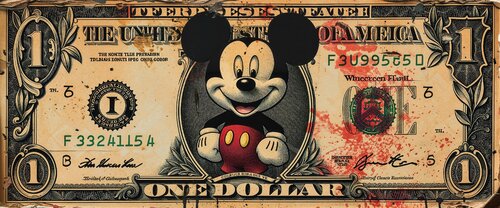 One US dollar bill with Mickey Mouse graffiti de Cheeky Bunny (2024 ...