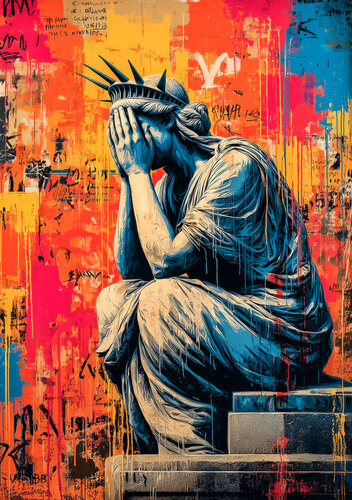 Desperate Statue of Liberty by Cheeky Bunny (2025) : Painting Ink ...