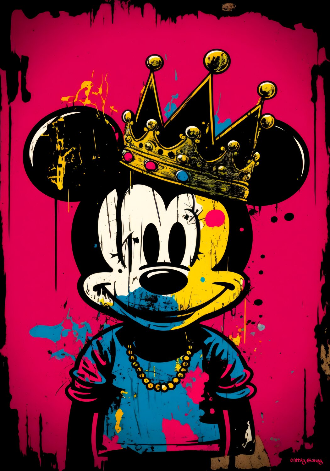 Mickey Mouse Basquiat Pink by Cheeky Bunny (2023) : Painting Ink on ...