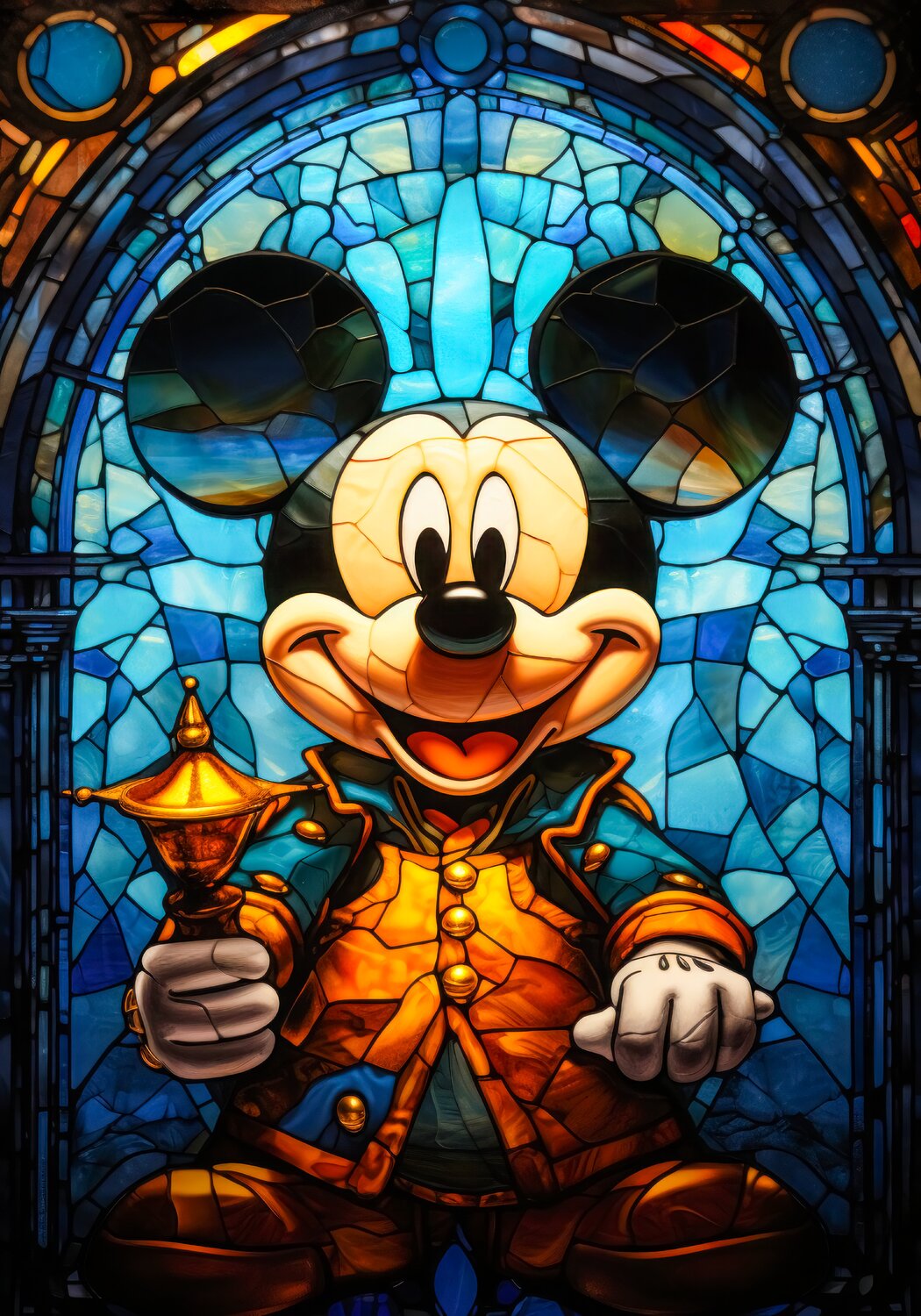Stained Glass with Mickey Mouse de Cheeky Bunny (2023): Pintura Tinta ...