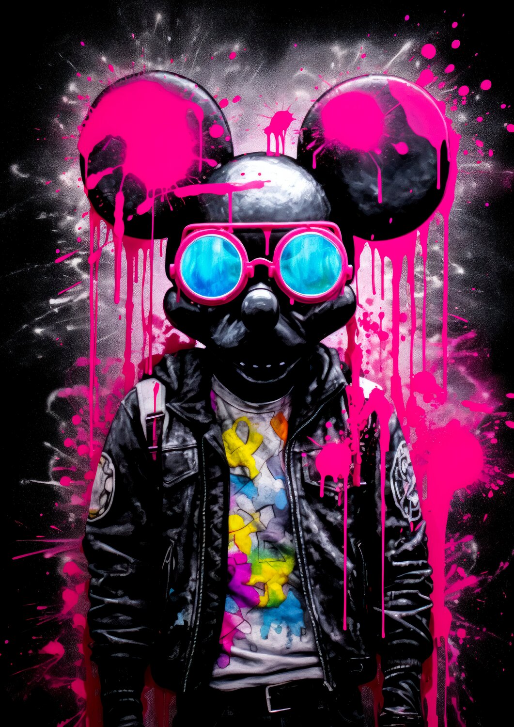 Graffity Mickey Mouse by Cheeky Bunny (2023) : Painting Ink on Canvas ...