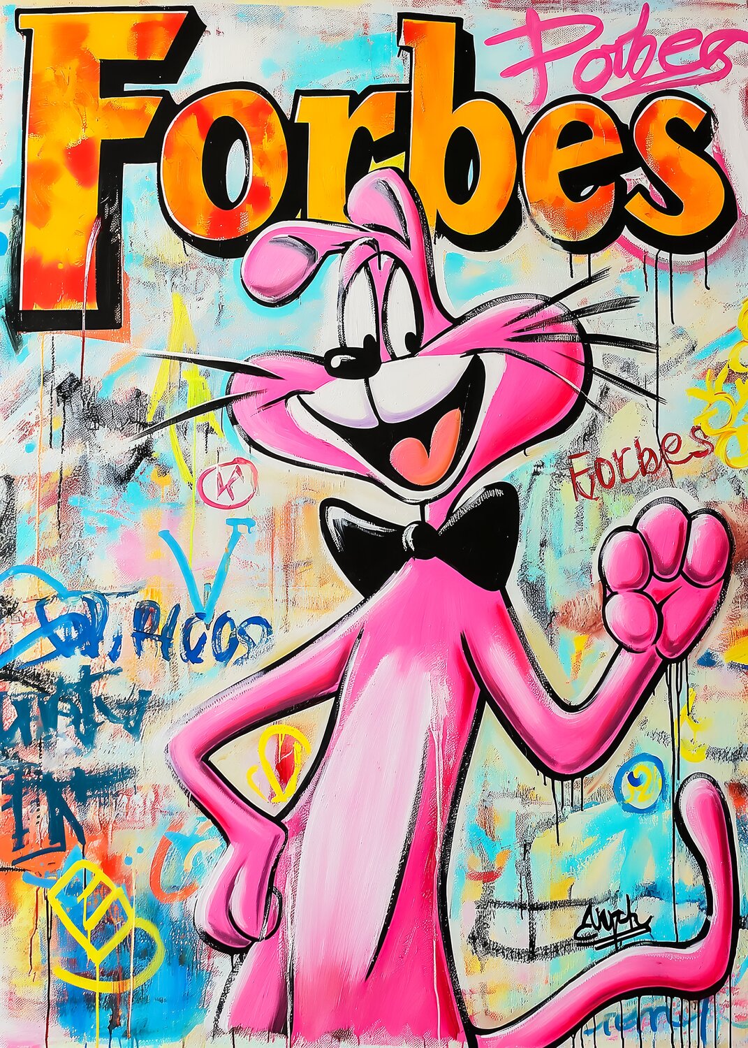 Pinky Cat in Forbes by Cheeky Bunny (2023) : Painting Ink on Canvas ...