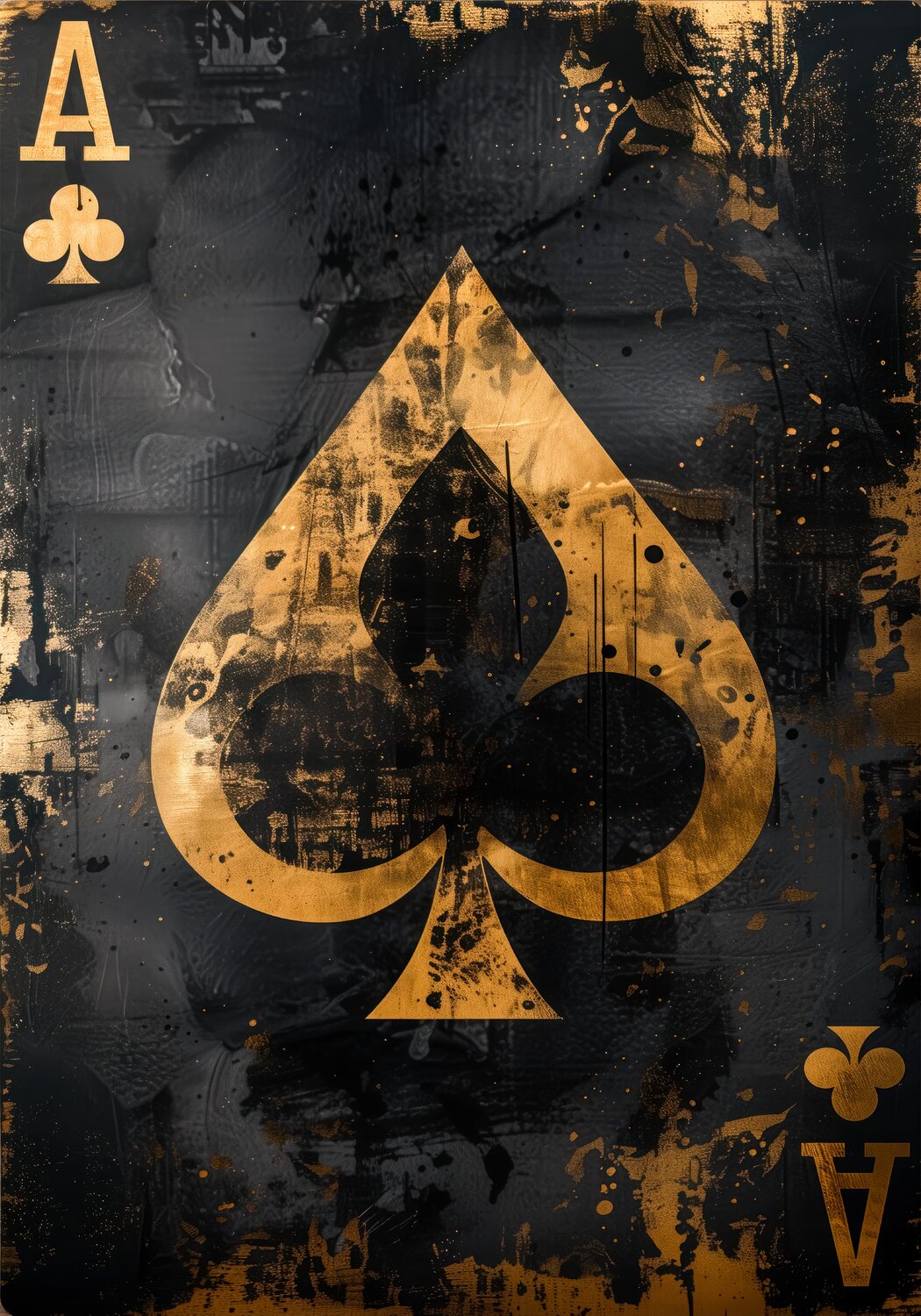 Black and Gold Ace - poker card von Cheeky Bunny (2024): Malerei Tinte ...