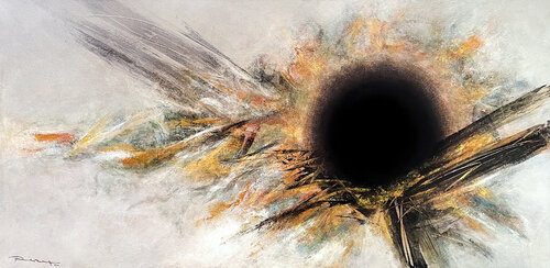 Crimson Sky by Peisy Ting (2021) : Painting Acrylic, Plaster on Canvas ...