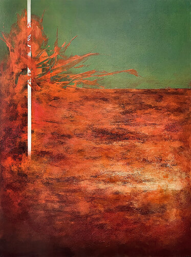 Crimson Sky by Peisy Ting (2021) : Painting Acrylic, Plaster on Canvas ...