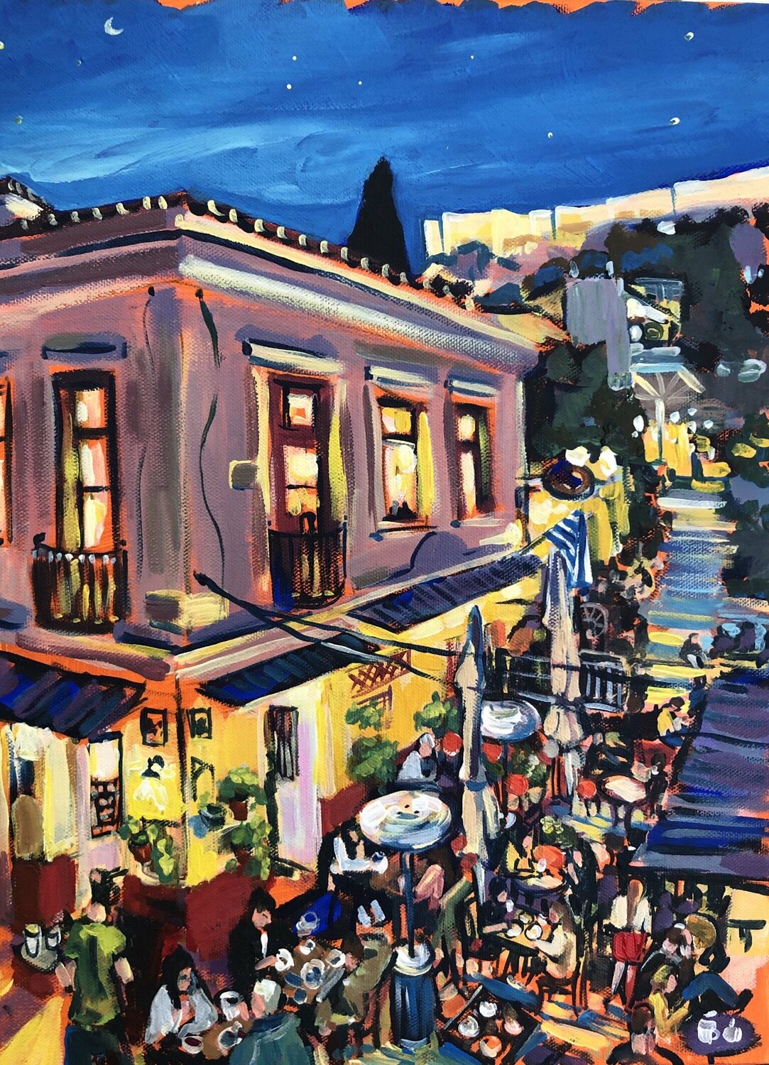 Steps of Plaka by Valentyna Crane (2018) : Painting Acrylic on Canvas ...