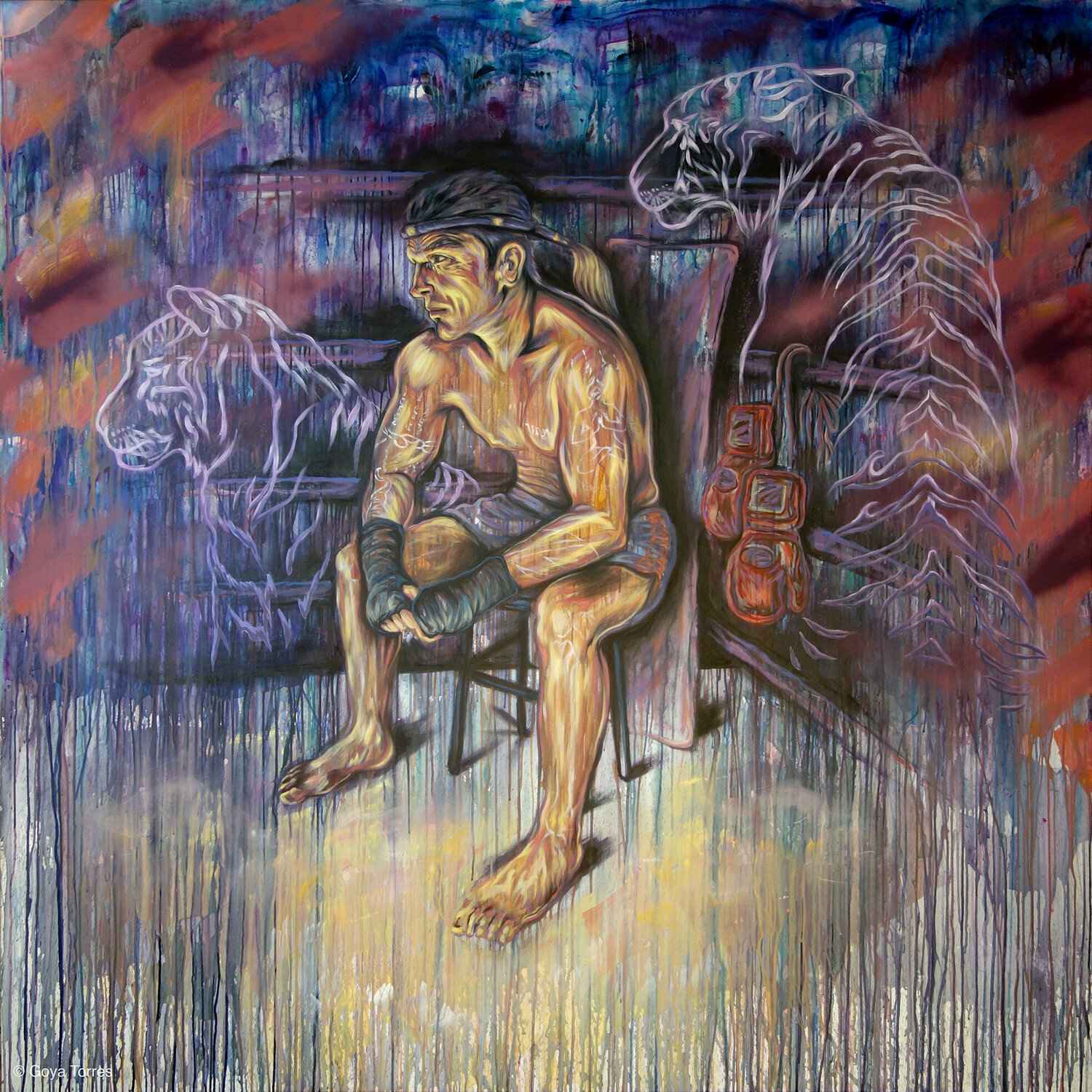 The Fighter by Goya Torres (2020) : Painting Acrylic, Oil on Canvas ...