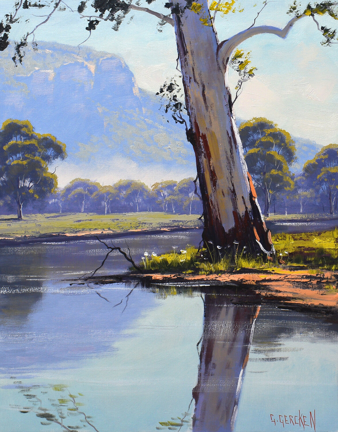 River Gum Tree Australia by Graham Gercken (2023) : Painting Oil on ...