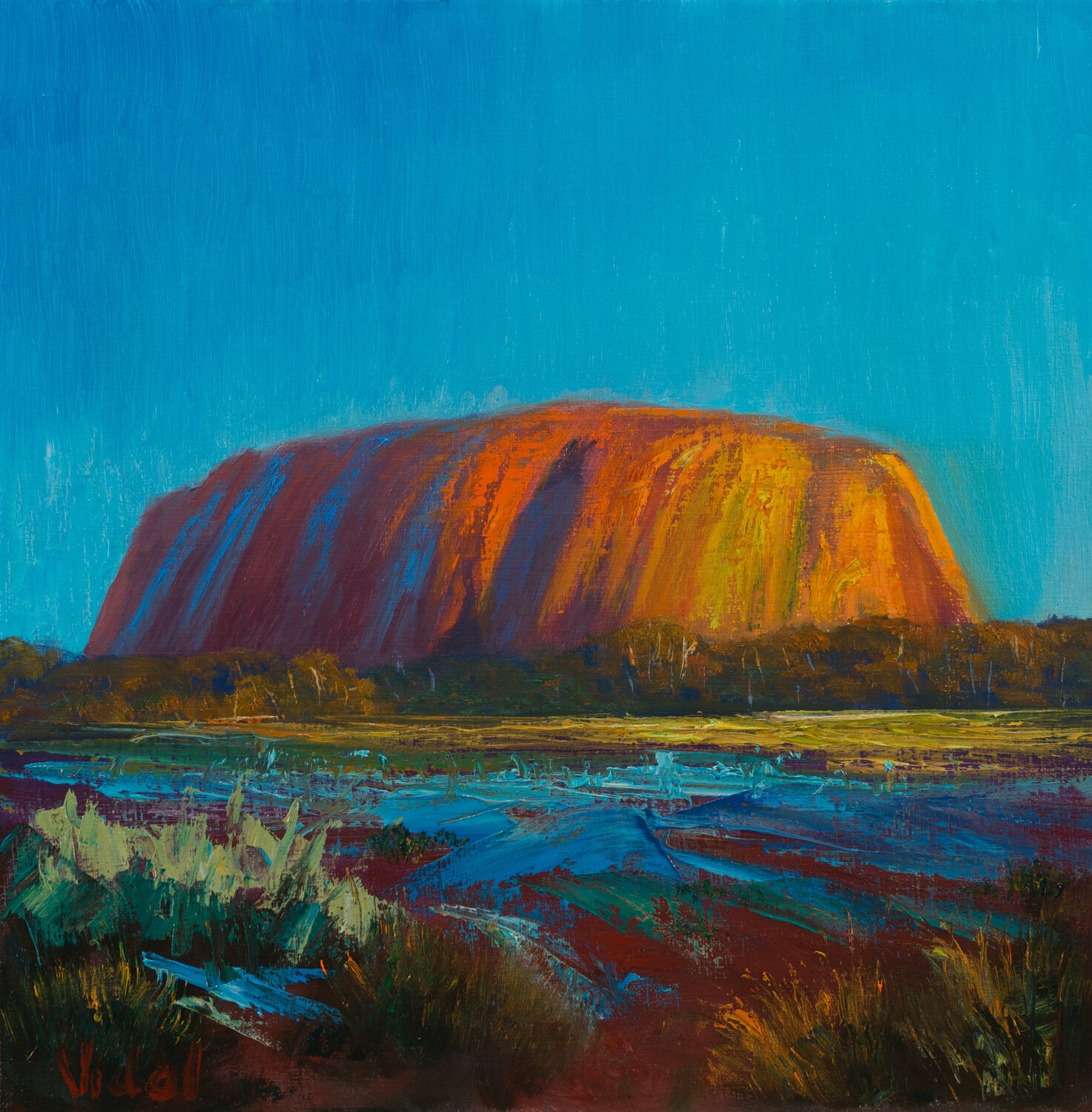 Uluru (Ayers Rock) - Abstracted de Christopher Vidal (2023) : Peinture Huile sur Lin - Singulart