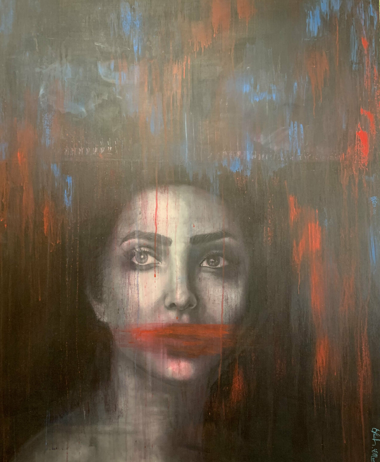 suffocation by sareh mokhtari (2019) : Painting Acrylic, Oil on Canvas ...