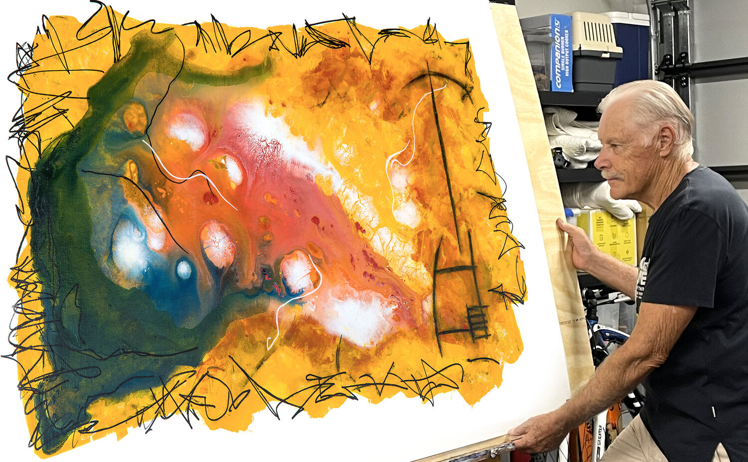 Sandswept Boundaries von Bruce Peebles (2024): Malerei Acryl, Tinte auf ...