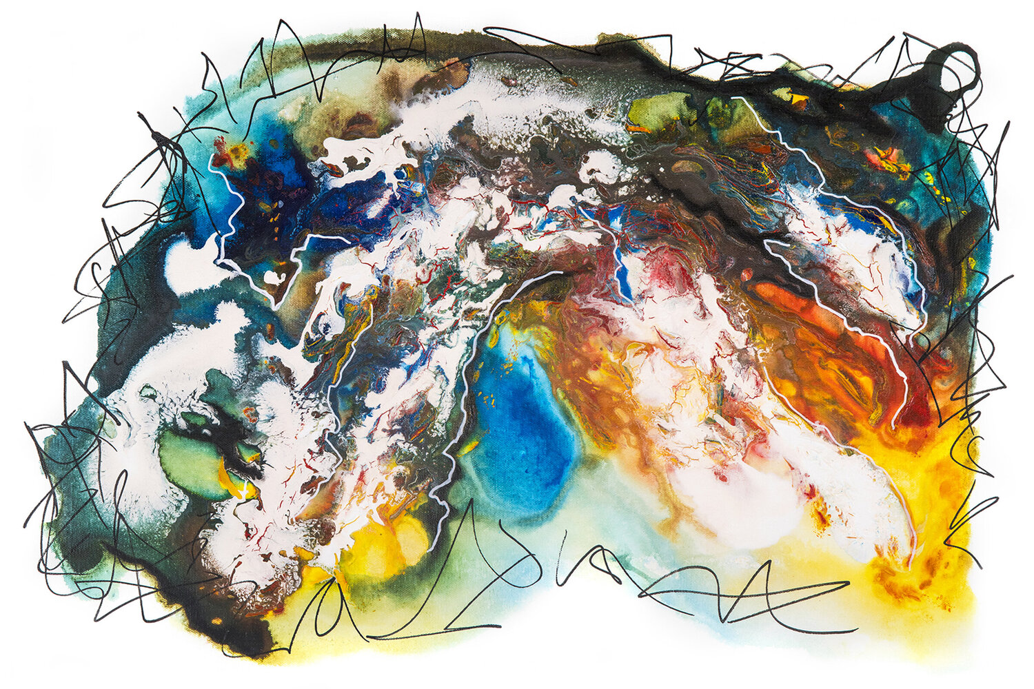 Desert Flow von Bruce Peebles (2024): Malerei Acryl, Tinte auf Leinwand - Singulart