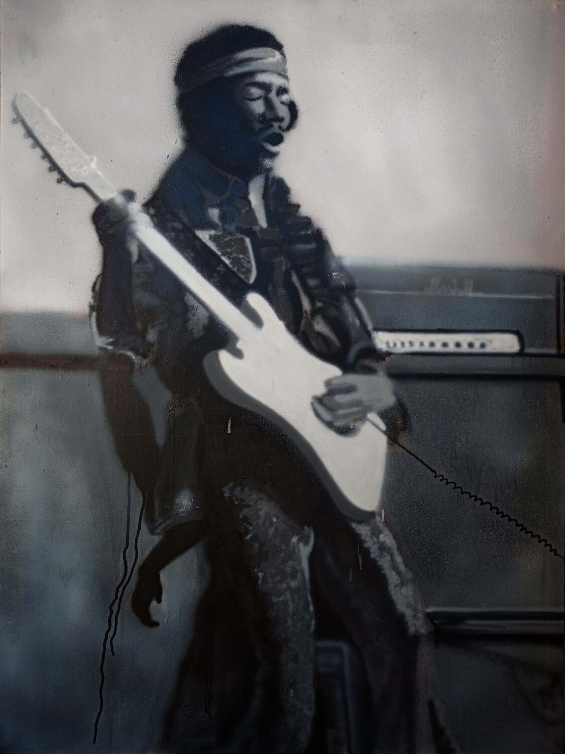 The 27 Club, jimi hendrix by Giuseppe Valia (2022) : Painting Spray ...