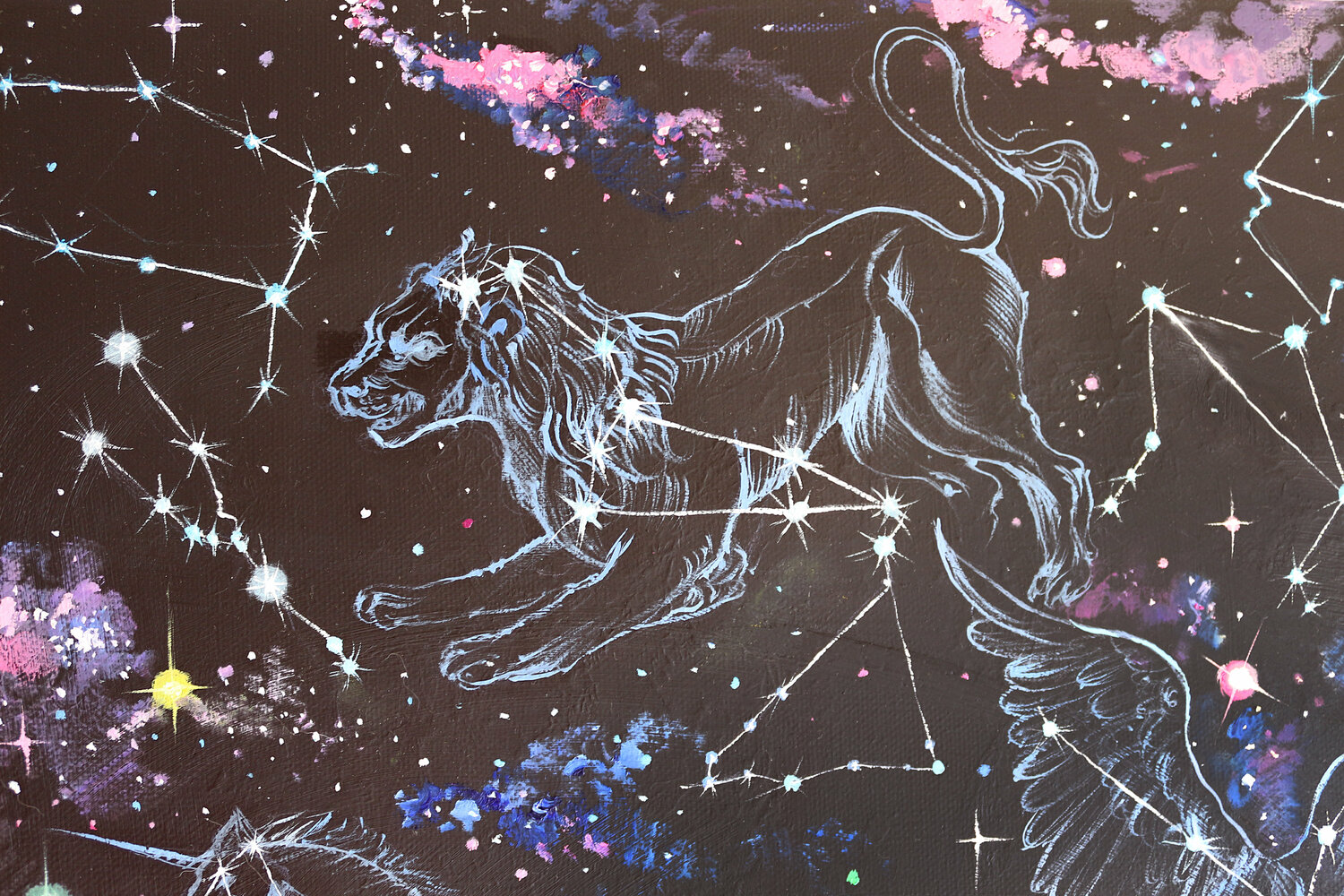 "Constellations" - woman portrait and night starry sky with ...