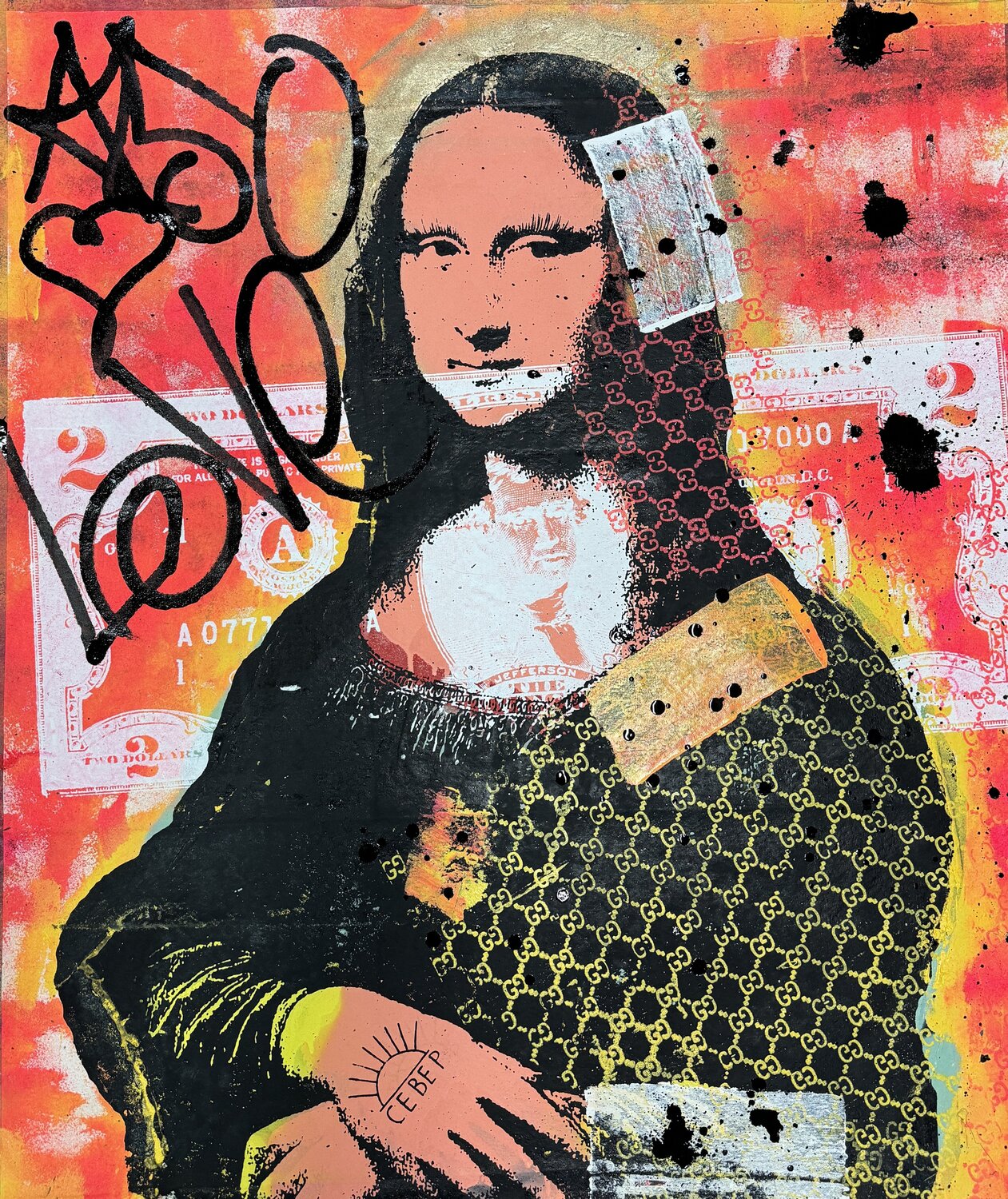 Also Love Mona Lisa by Denis Ouch (2024) : Painting Acrylic, Spray ...