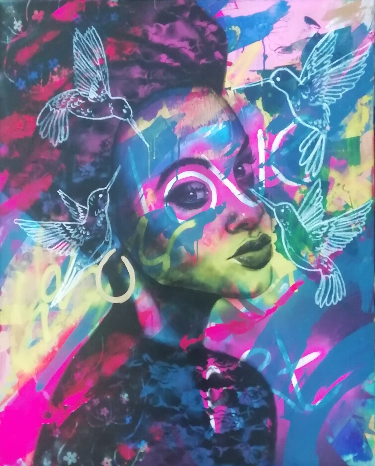 Hummingbird (B.B.king) by Femke Kock (2022) : Painting Acrylic ...