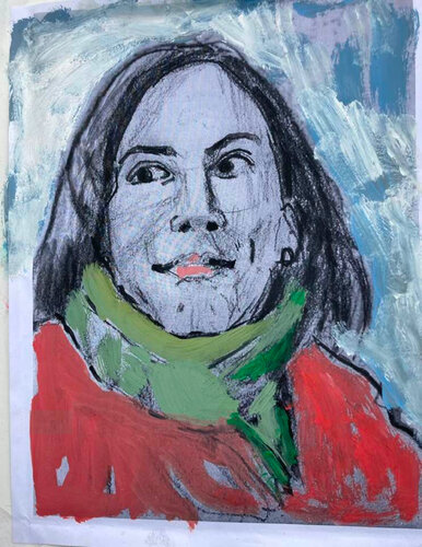 Angela in Denim. by Jerry Ross (2011) : Painting Oil on Canvas - Singulart