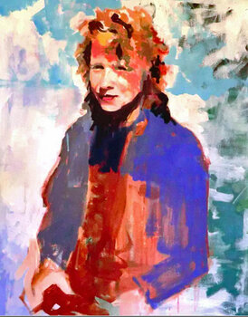 Angela in Denim. by Jerry Ross (2011) : Painting Oil on Canvas - Singulart
