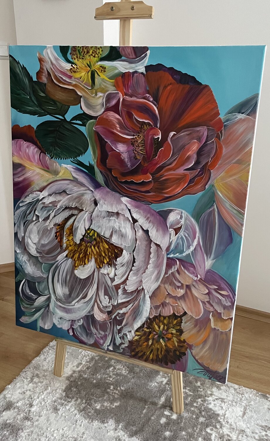 Bright peonies by Anna Pavlovich-Naneva (2023) : Painting Oil on Canvas ...