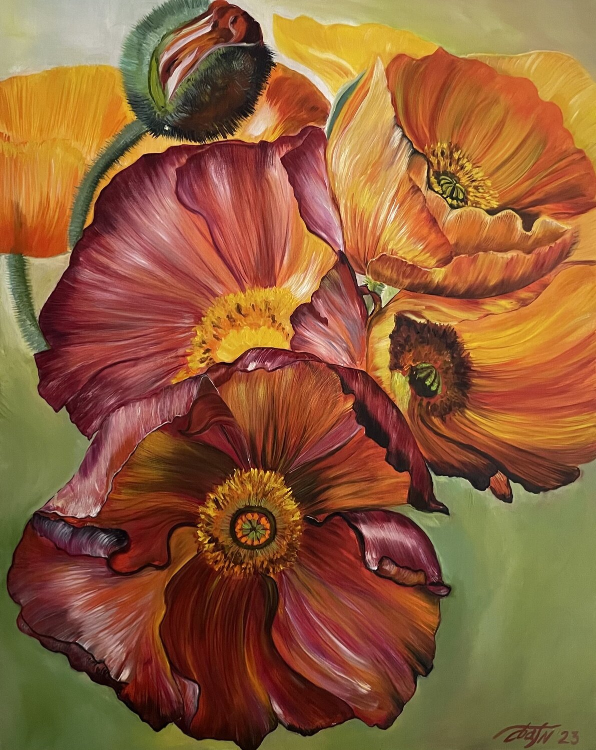 Fiery poppies by Anna Pavlovich-Naneva (2023) : Painting Oil on Canvas ...