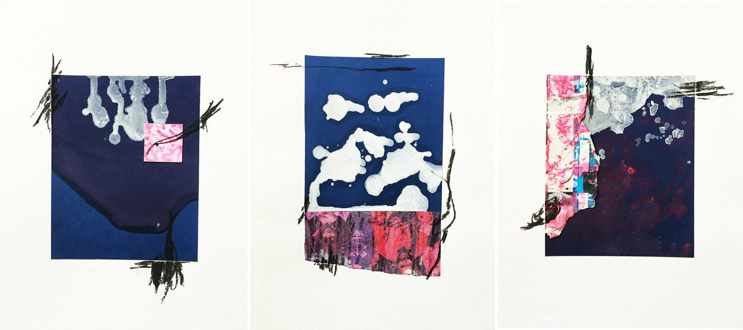 Free Flow Triptych by Jordi Sarrate (2020) : Work on Paper Acrylic, Oil on Cardboard - SINGULART