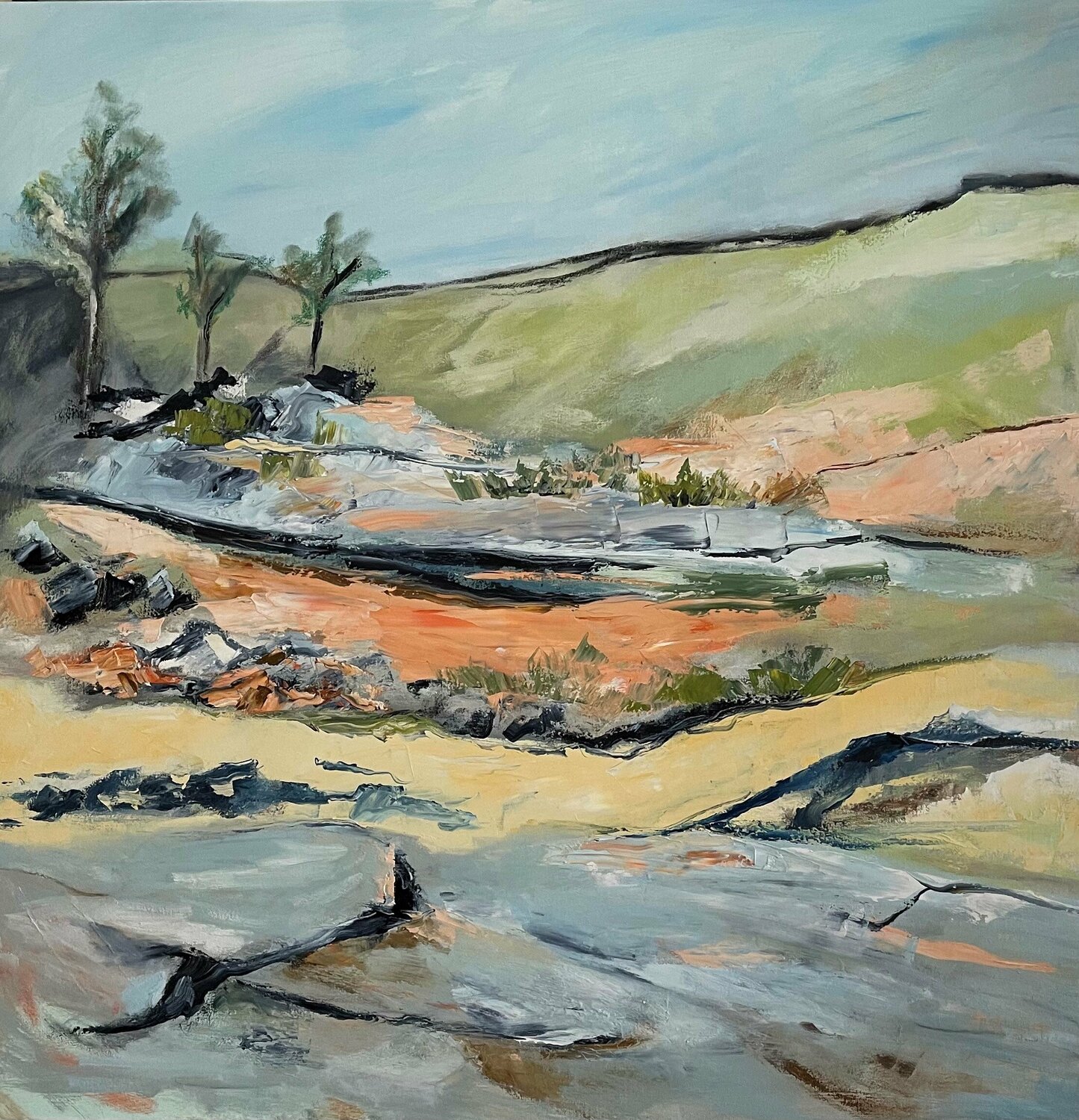 Flinders Ranges yellow creek by Lisa Ingerson (2021) : Painting Oil on ...