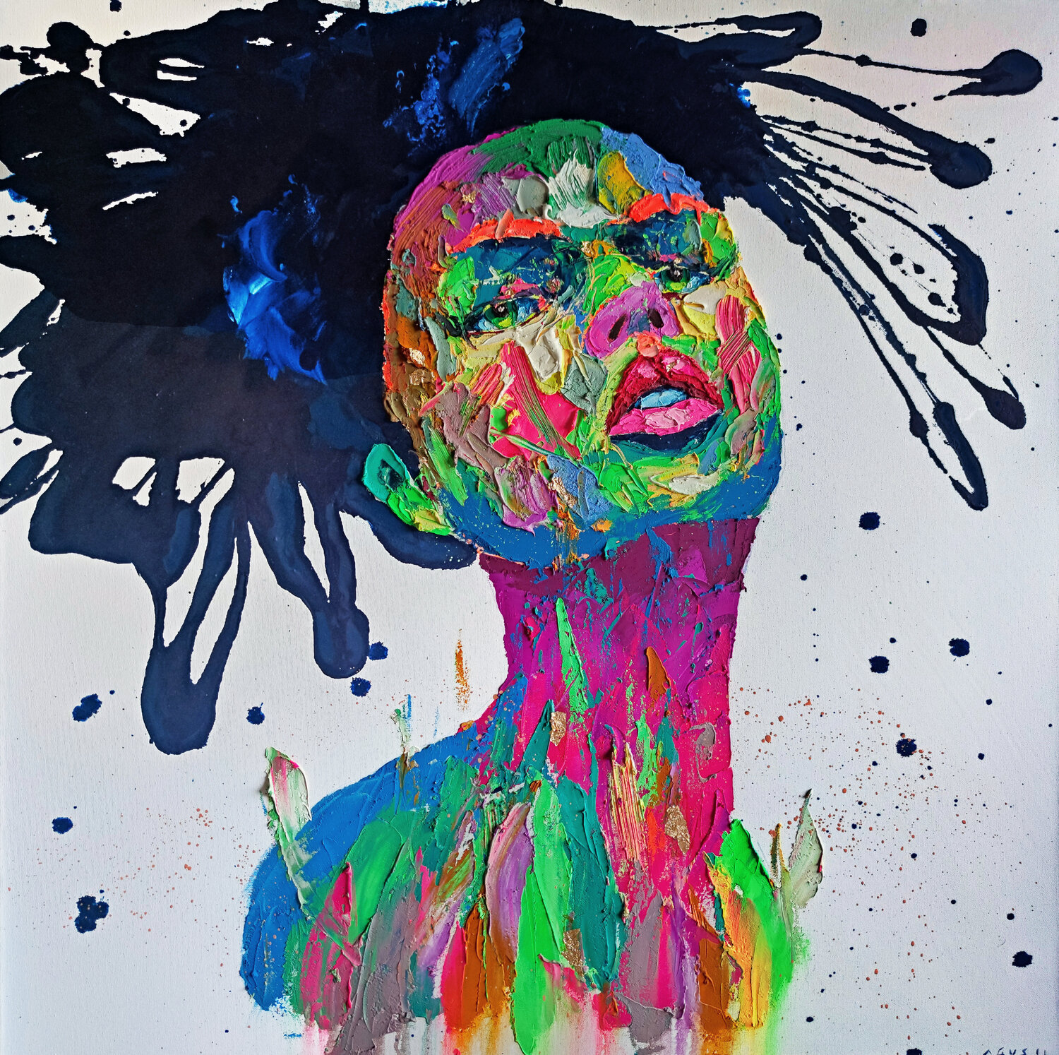 blue Jean by AGUSIL (2022) : Painting Oil, Graffiti on Canvas - SINGULART