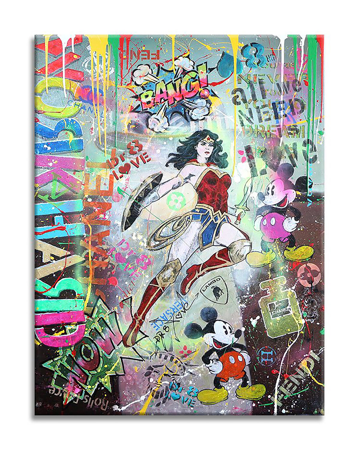 Wonder Woman Work Hard - Original Painting on Canvas by Dr8 Love (2022 ...