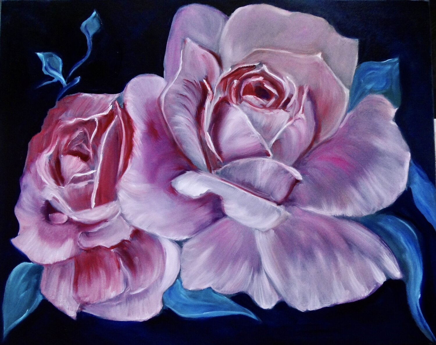 Pink Splendor Roses by Jenny Lee (2023) : Painting Acrylic, Oil on Canvas - Singulart