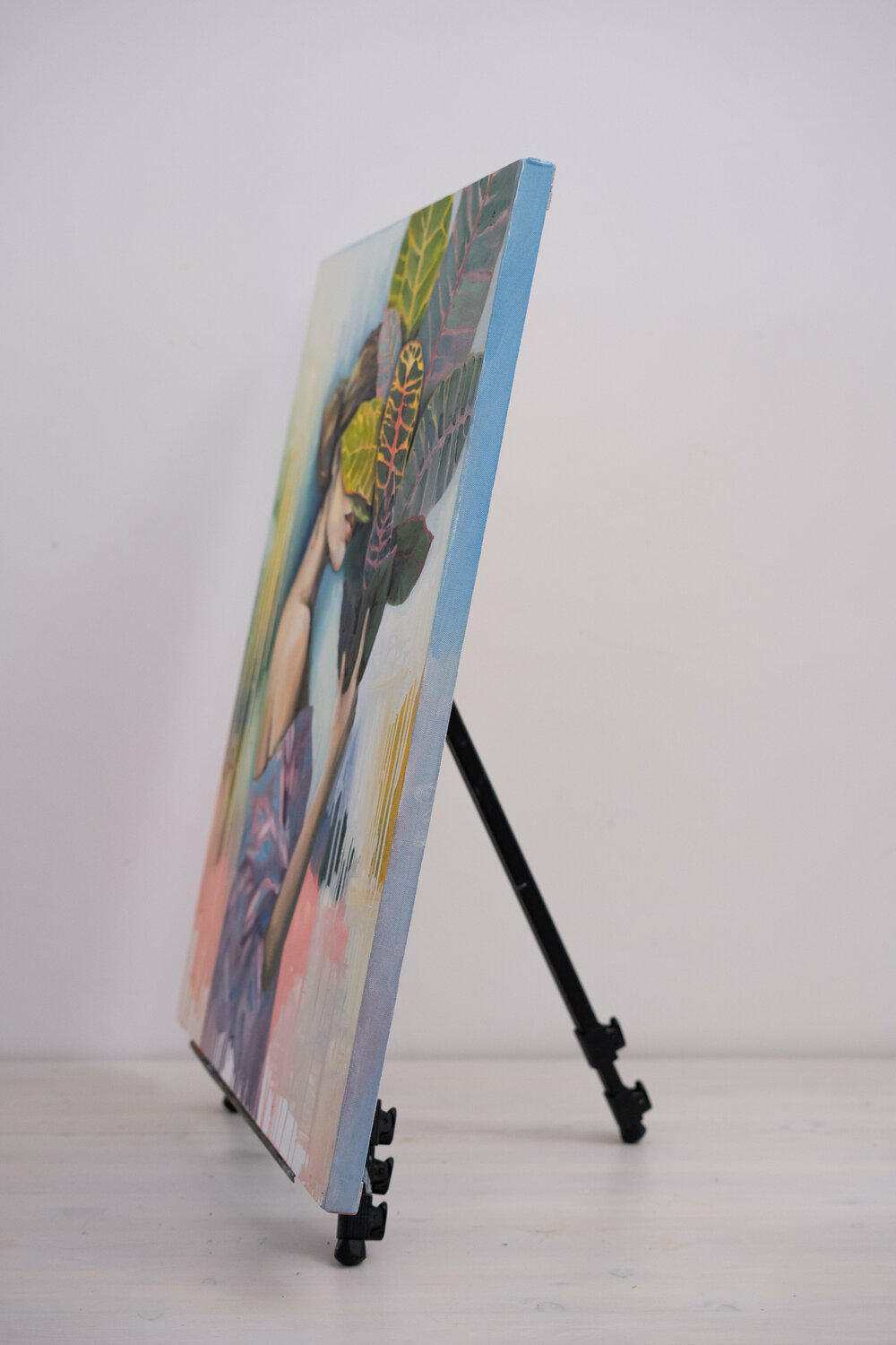 ADOPTION – large oil diptih artwork, colorful woman portrait art ...