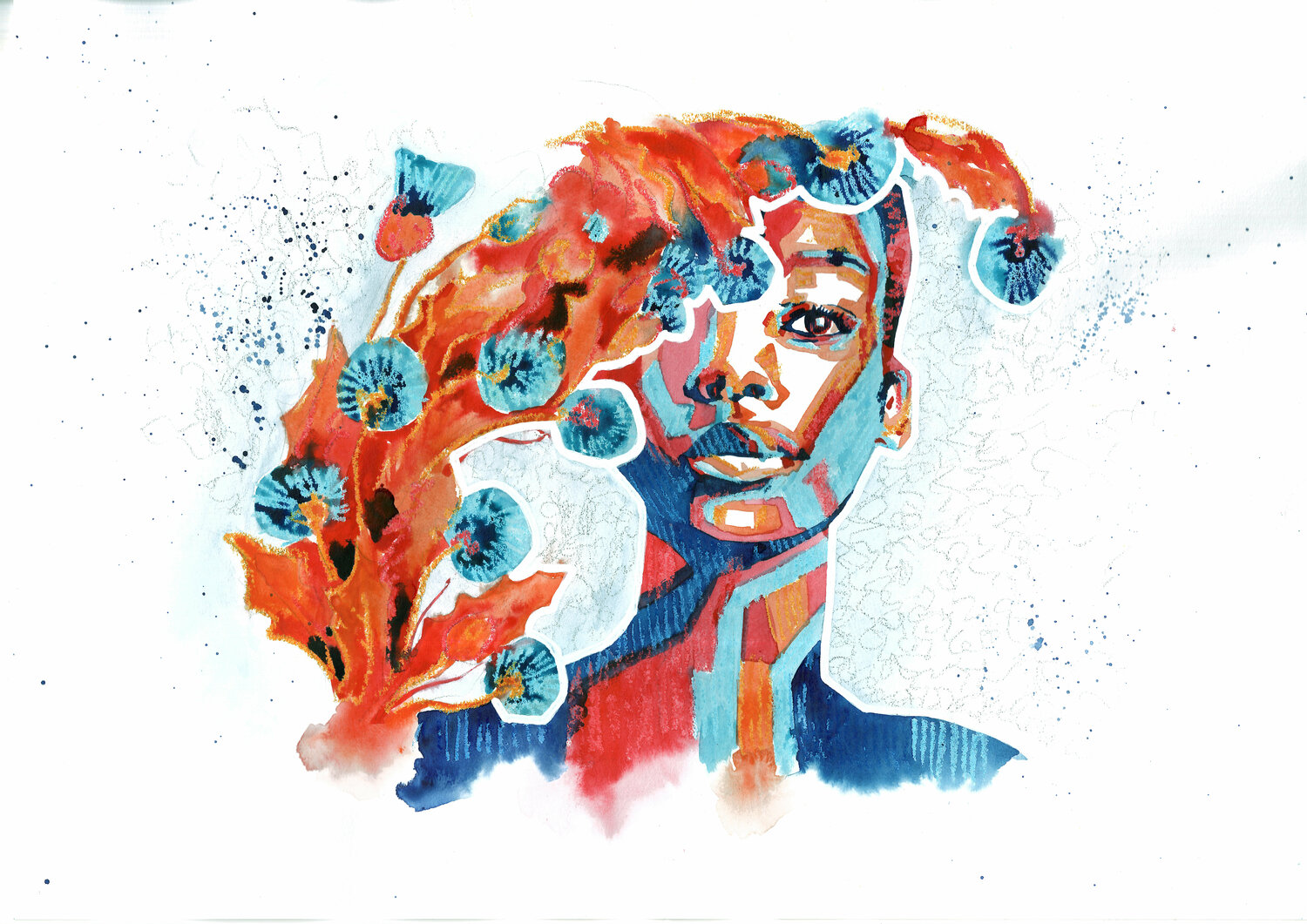 TRANSFORMATION - WATERCOLOR colorful wall art, woman portrait, modern ...