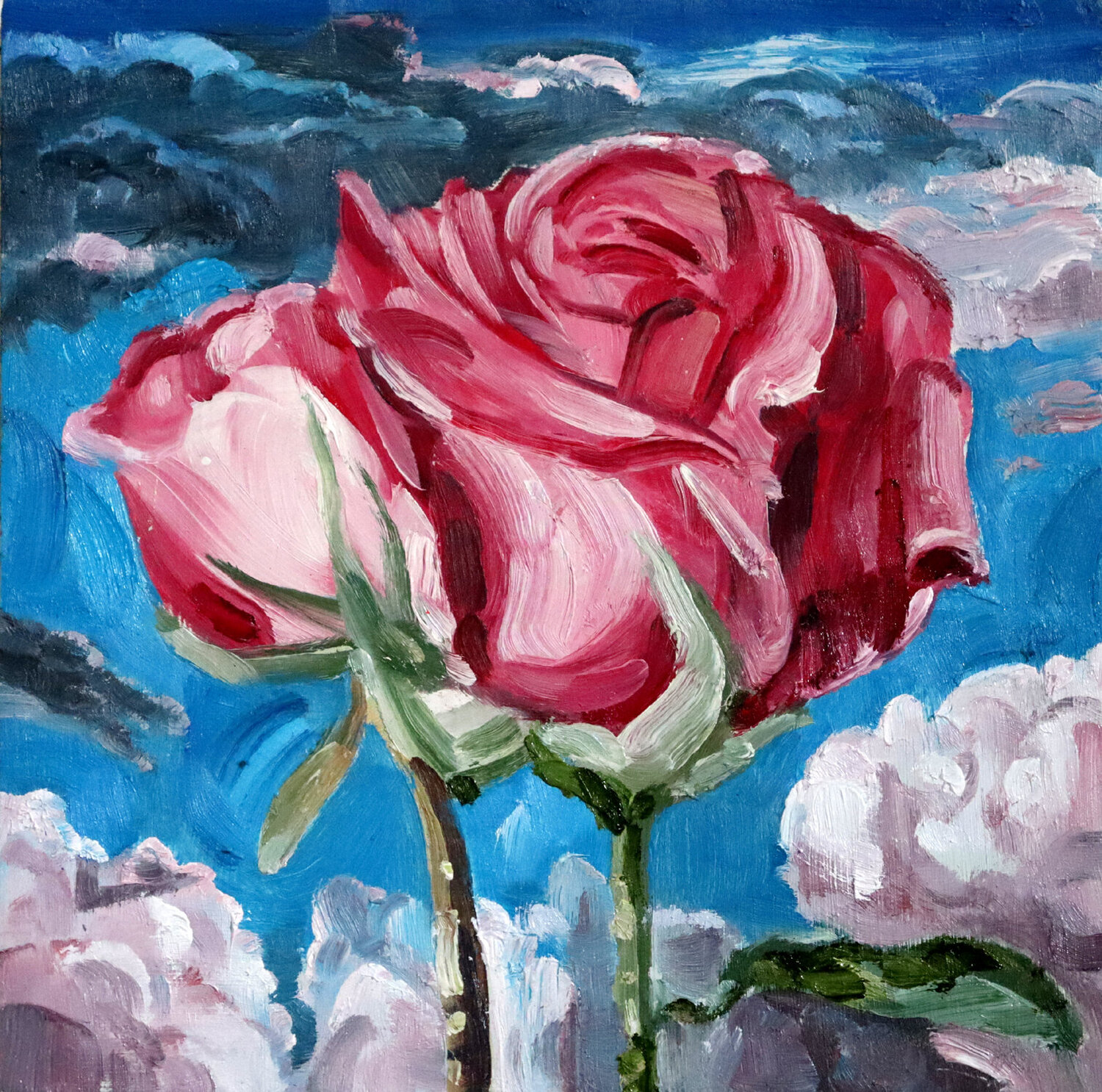 Pink Rose Acrylic Painting