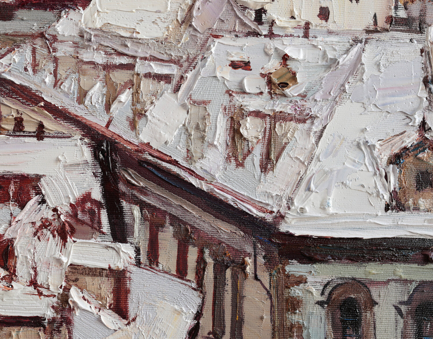 Winter Rooftops of Prague by Anastasiya Valiulina (2024) : Painting Oil ...