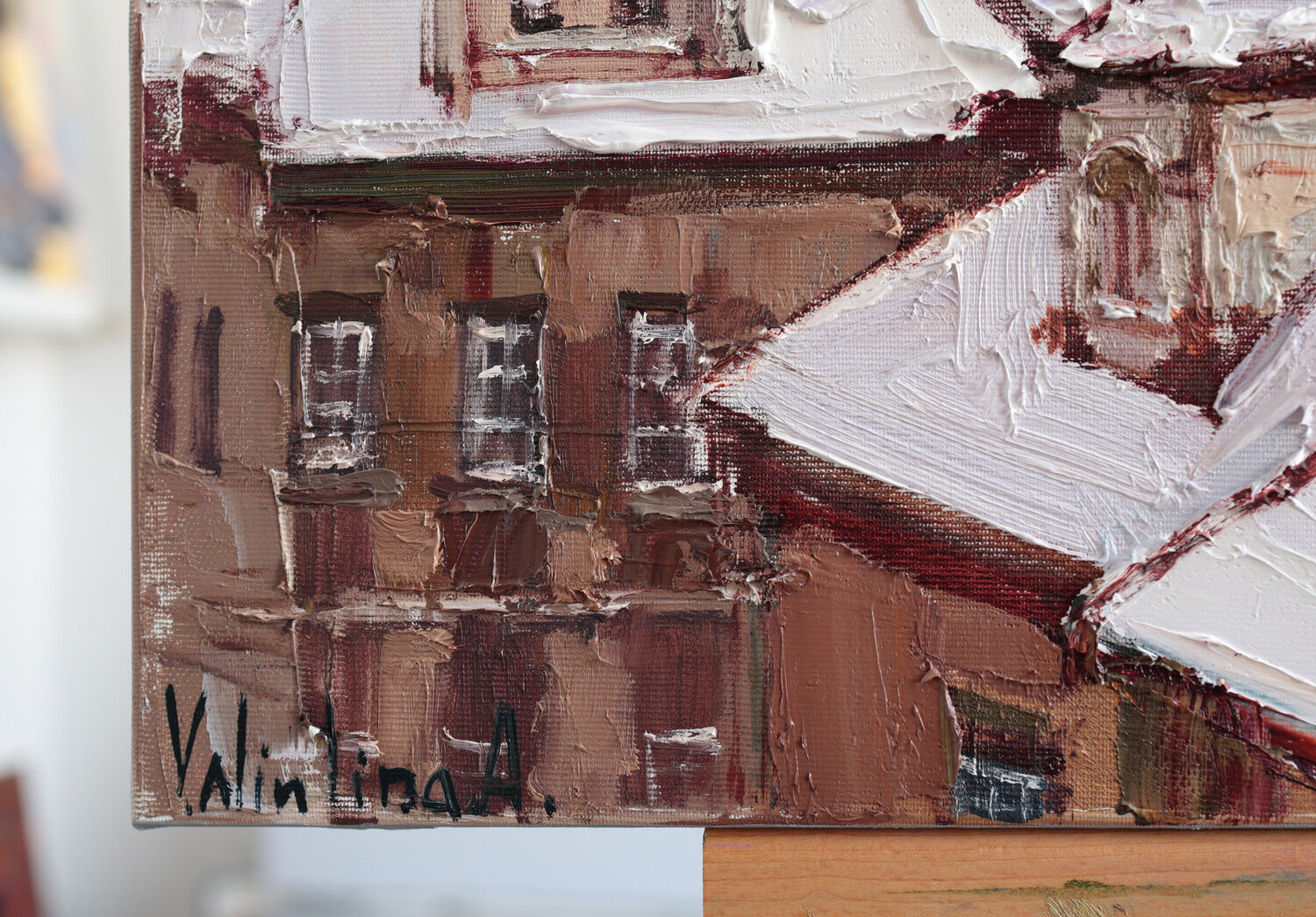 Winter Rooftops of Prague by Anastasiya Valiulina (2024) : Painting Oil ...