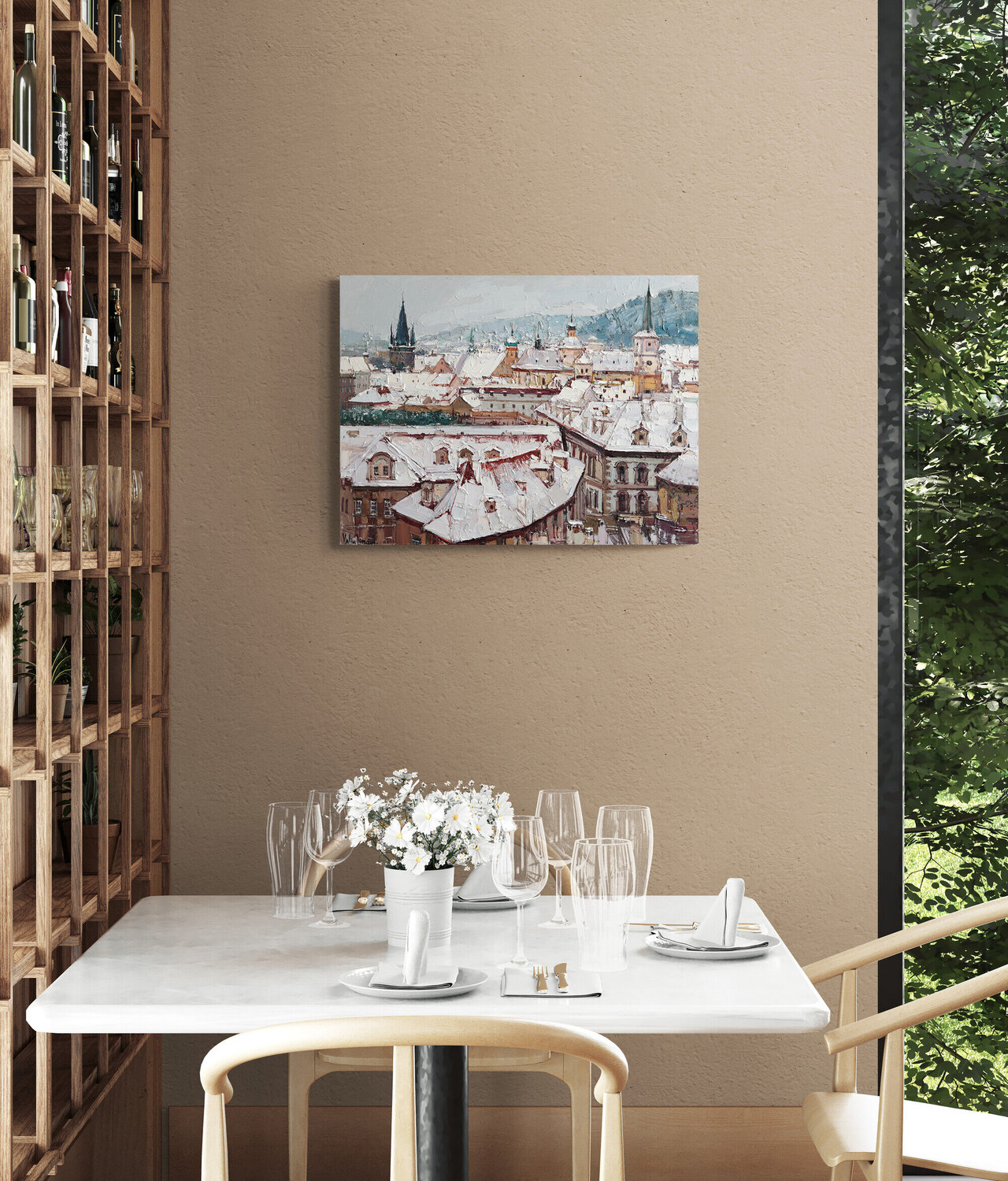 Winter Rooftops of Prague by Anastasiya Valiulina (2024) : Painting Oil ...