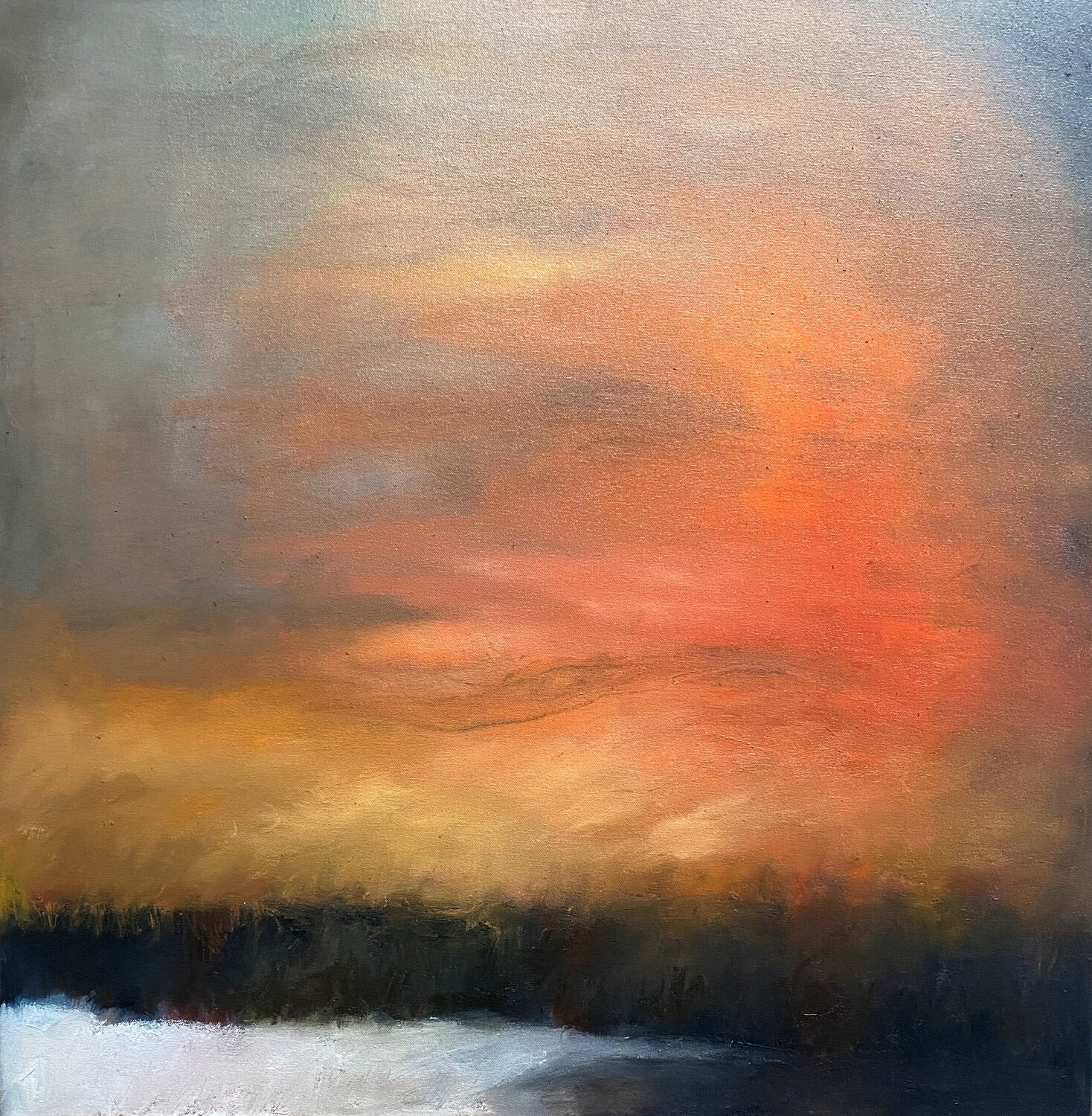 WINTER SKY by Sara Harris (2024) : Painting Oil, Pigments on Canvas ...