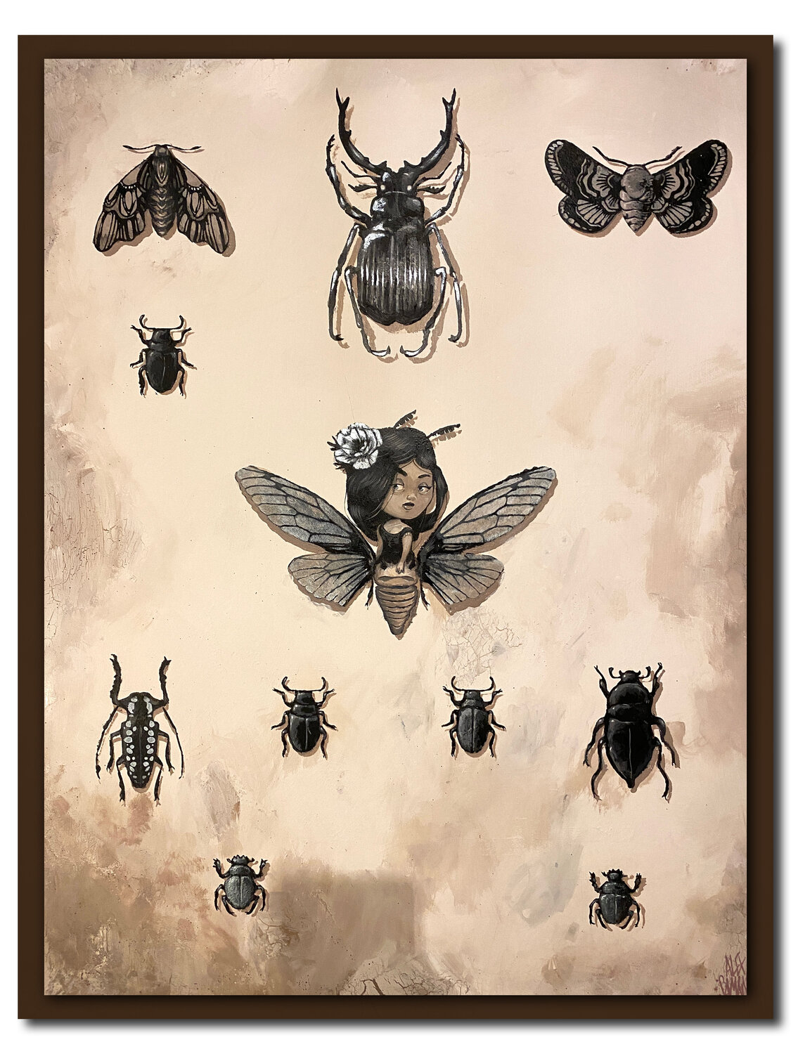 Tableau d'insectes von Alex Saman (2022): Werk auf Papier Acryl auf ...